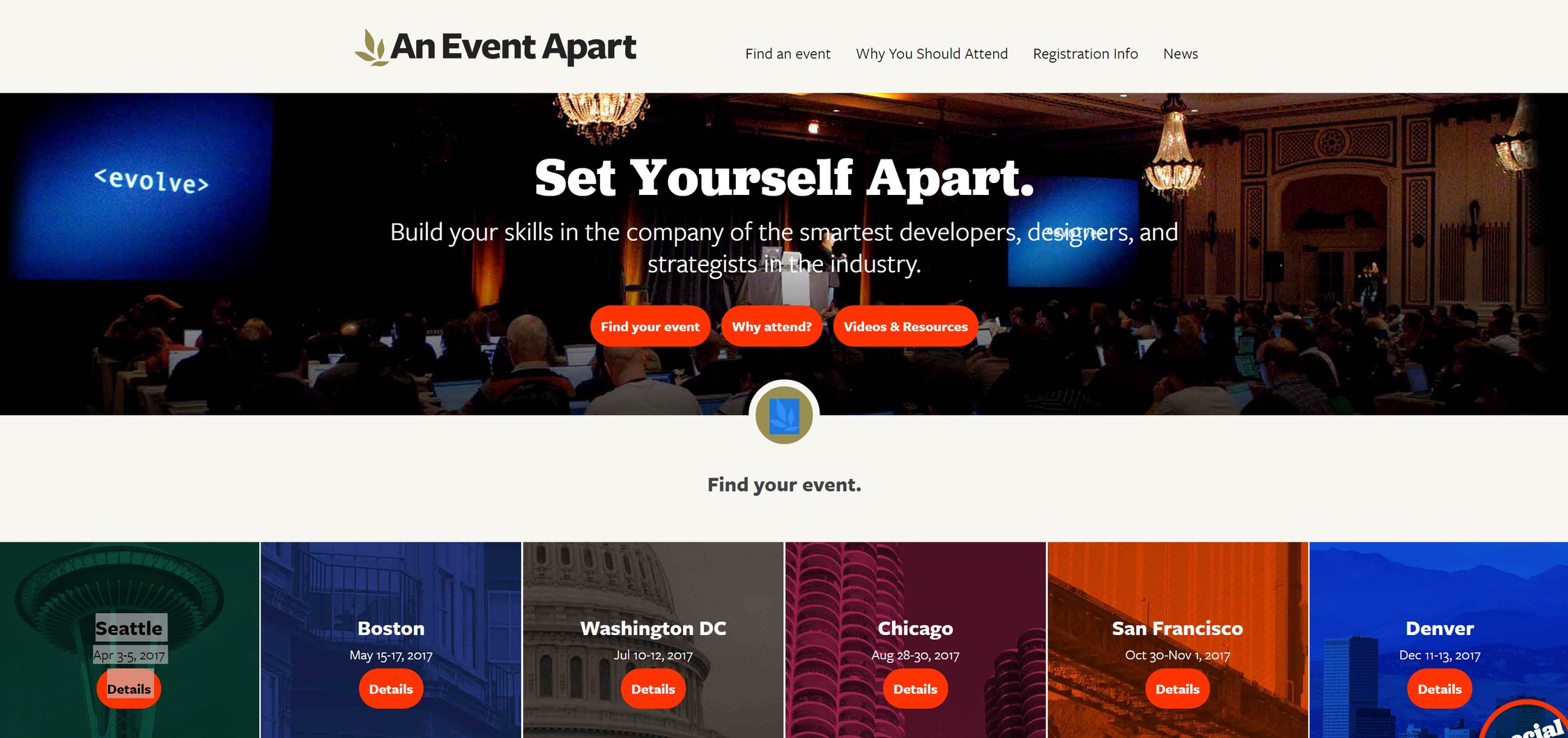 The NON-Definitive List of Good Event Website Designs